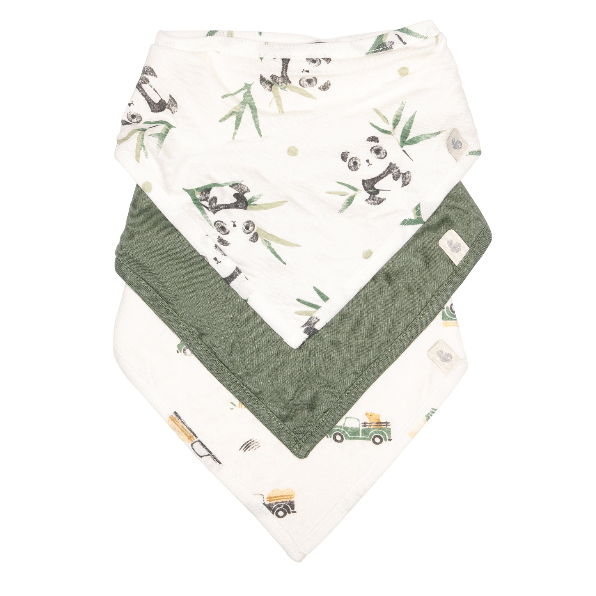 Bamboo bibs pack (3) - Pandas, Green & Prairies – Perlimpinpin