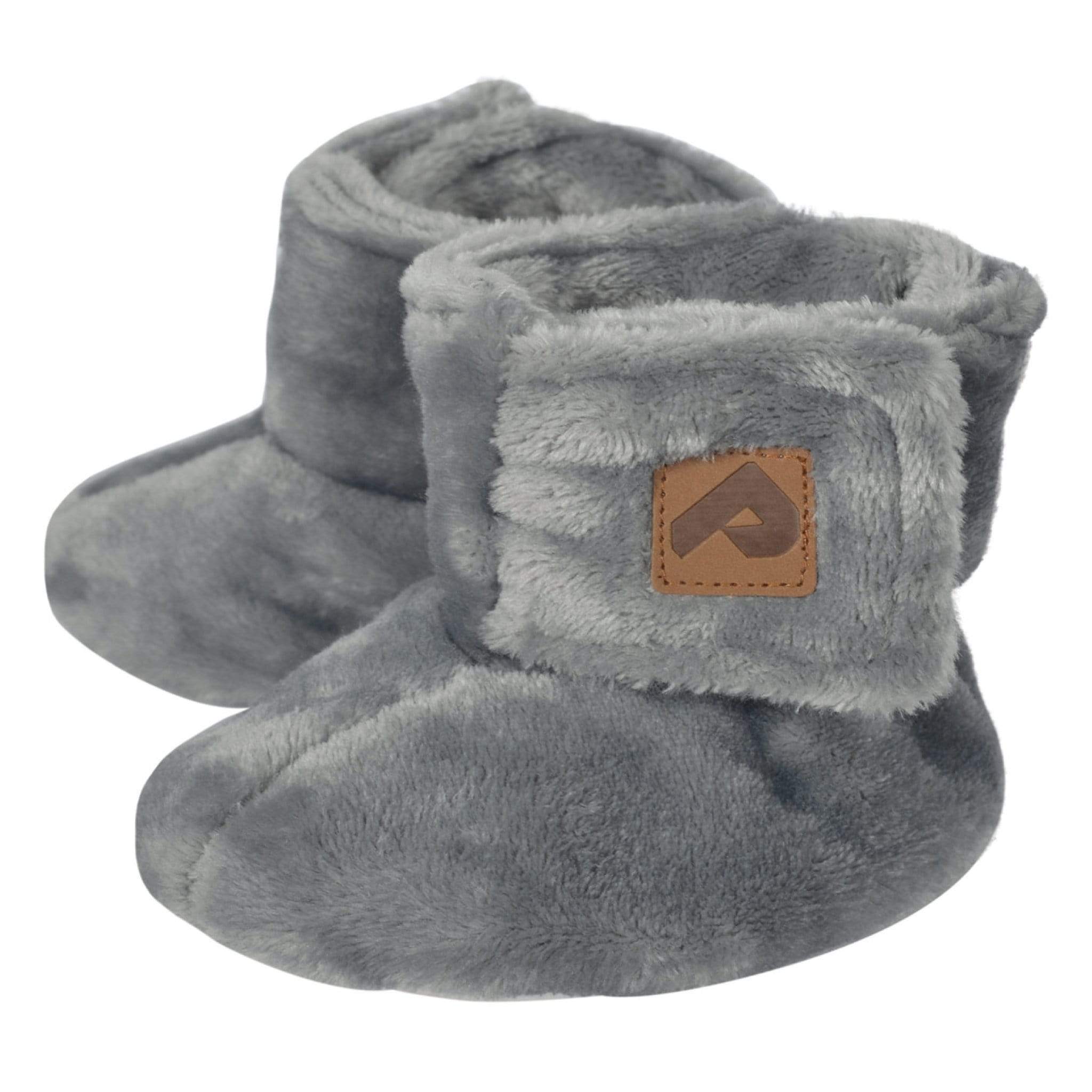 Double layer plush booties - Grey plush – Perlimpinpin